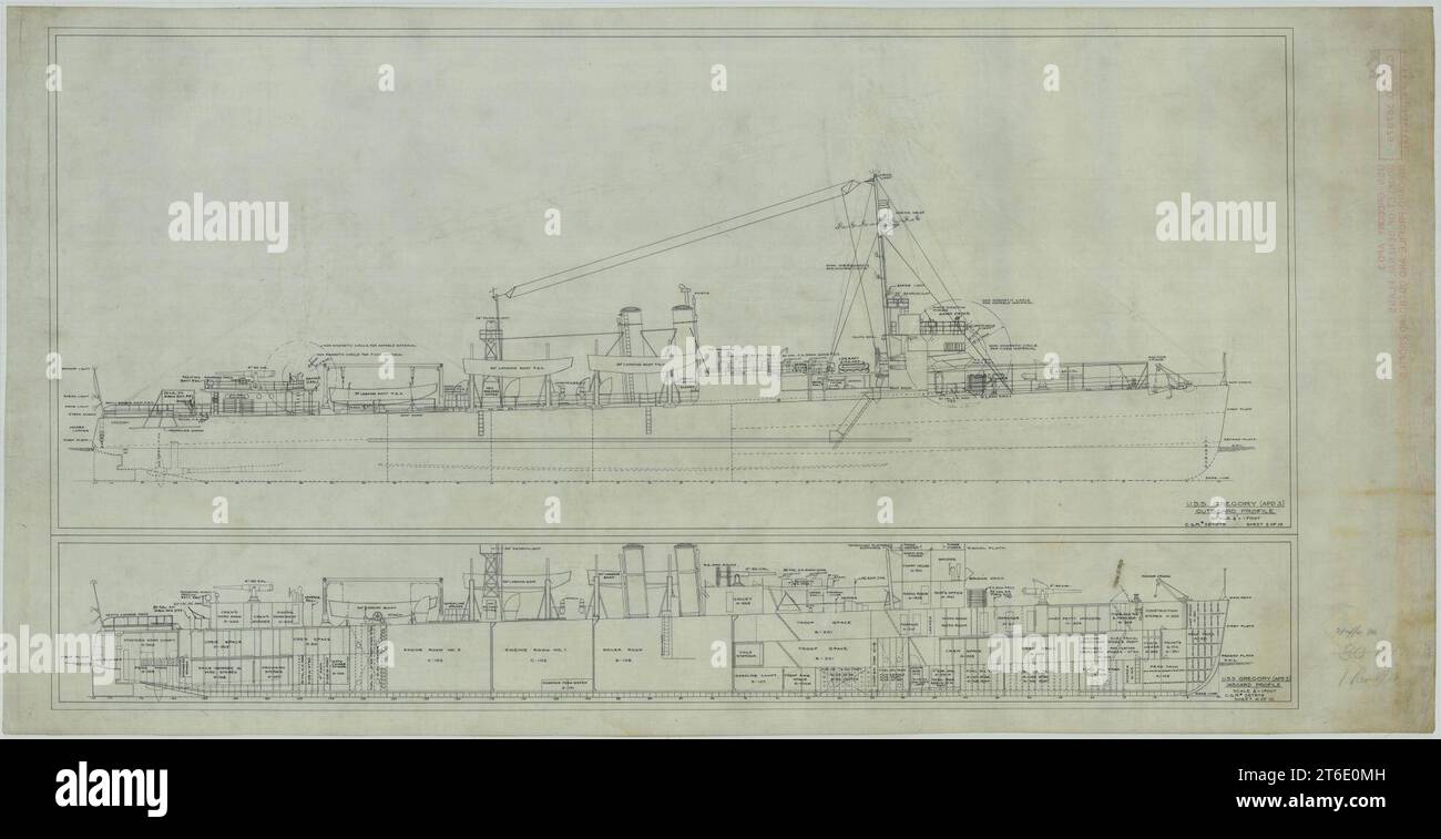 USS Gregory (DD-82)- Outboard Profile, Inboard Profile Stock Photo - Alamy