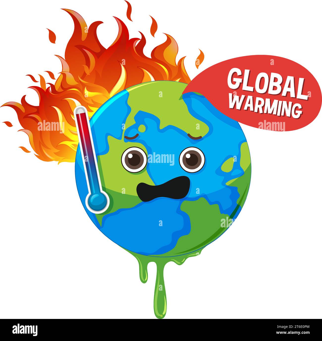 Illustration depicting the impact of global warming with a burning ...
