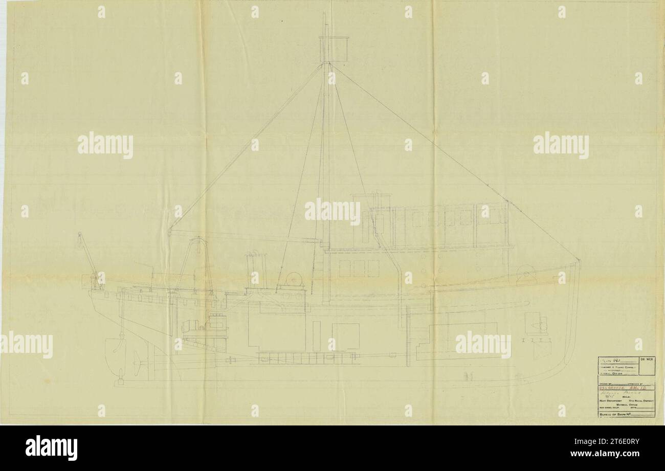 USS Grouse (AMc-12)- Inboard Profile Stock Photo - Alamy