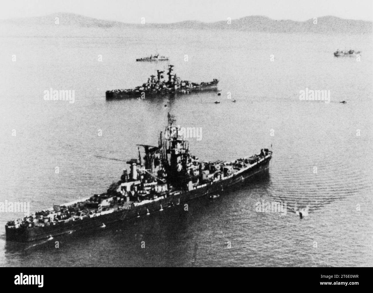 USS Guam (CB-2) and USS Alaska (CB-1) at anchor off the coast of China ...