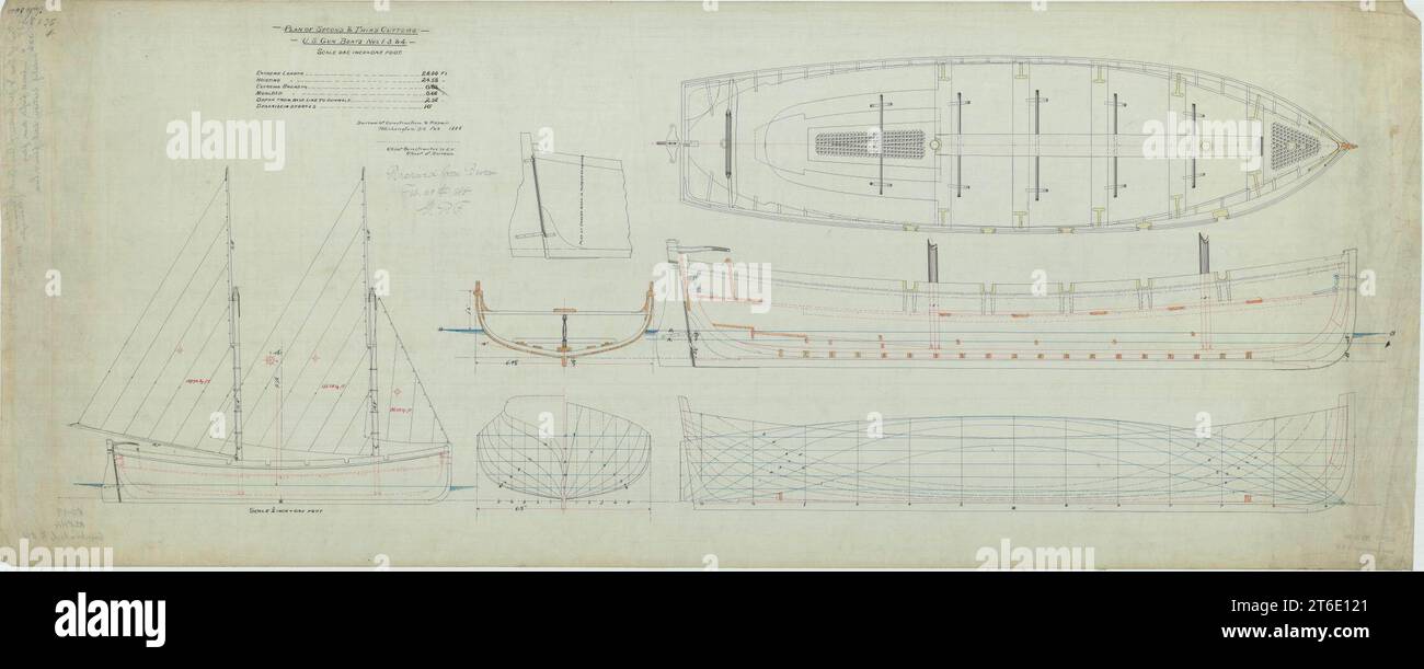 USS Gunboats Nos. 1, 3 & 4- Plan of Second & Third Cutter's Stock Photo ...