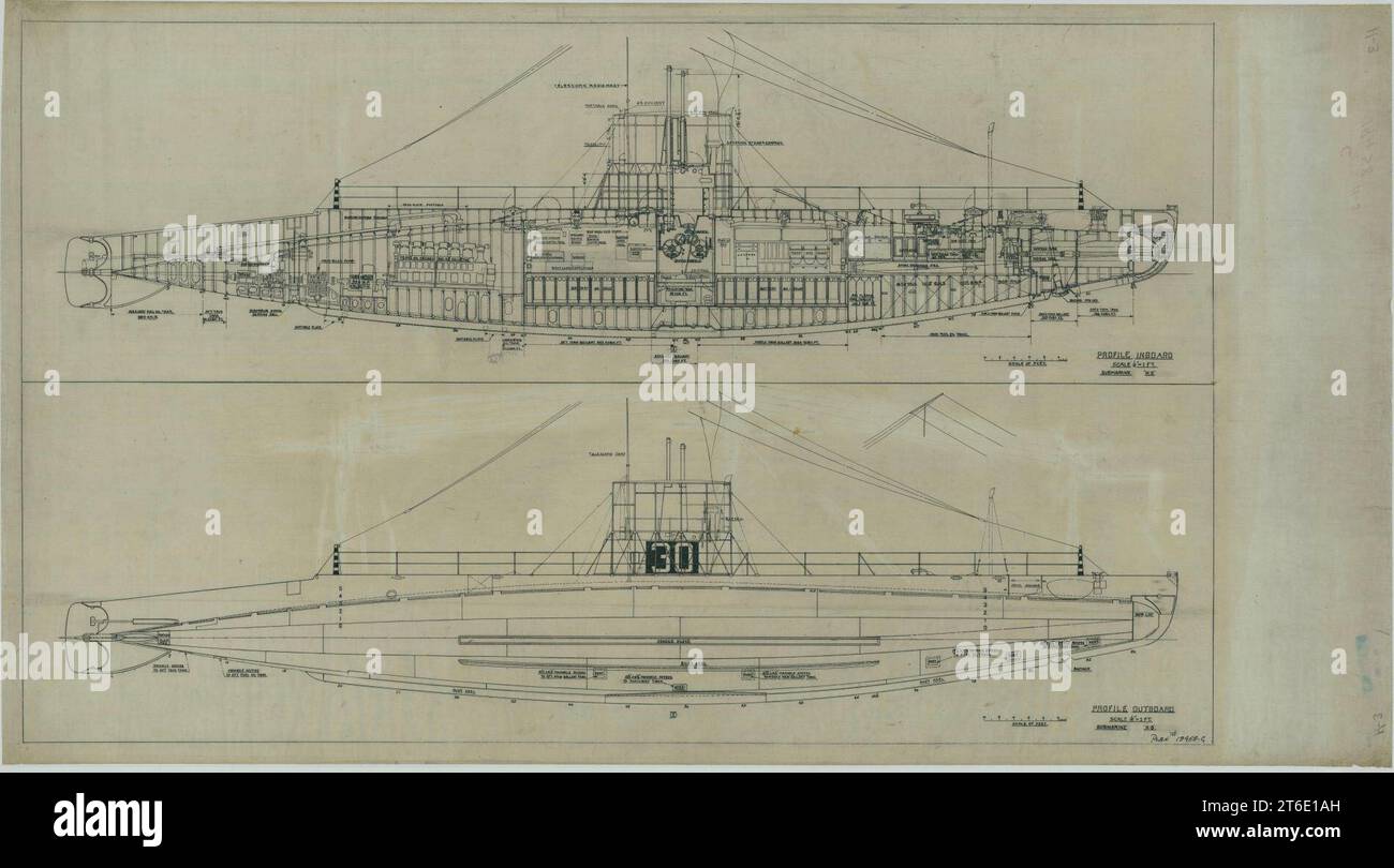 USS H-3 (SS-30)- Profile Inboard, Profile Outboard Stock Photo - Alamy