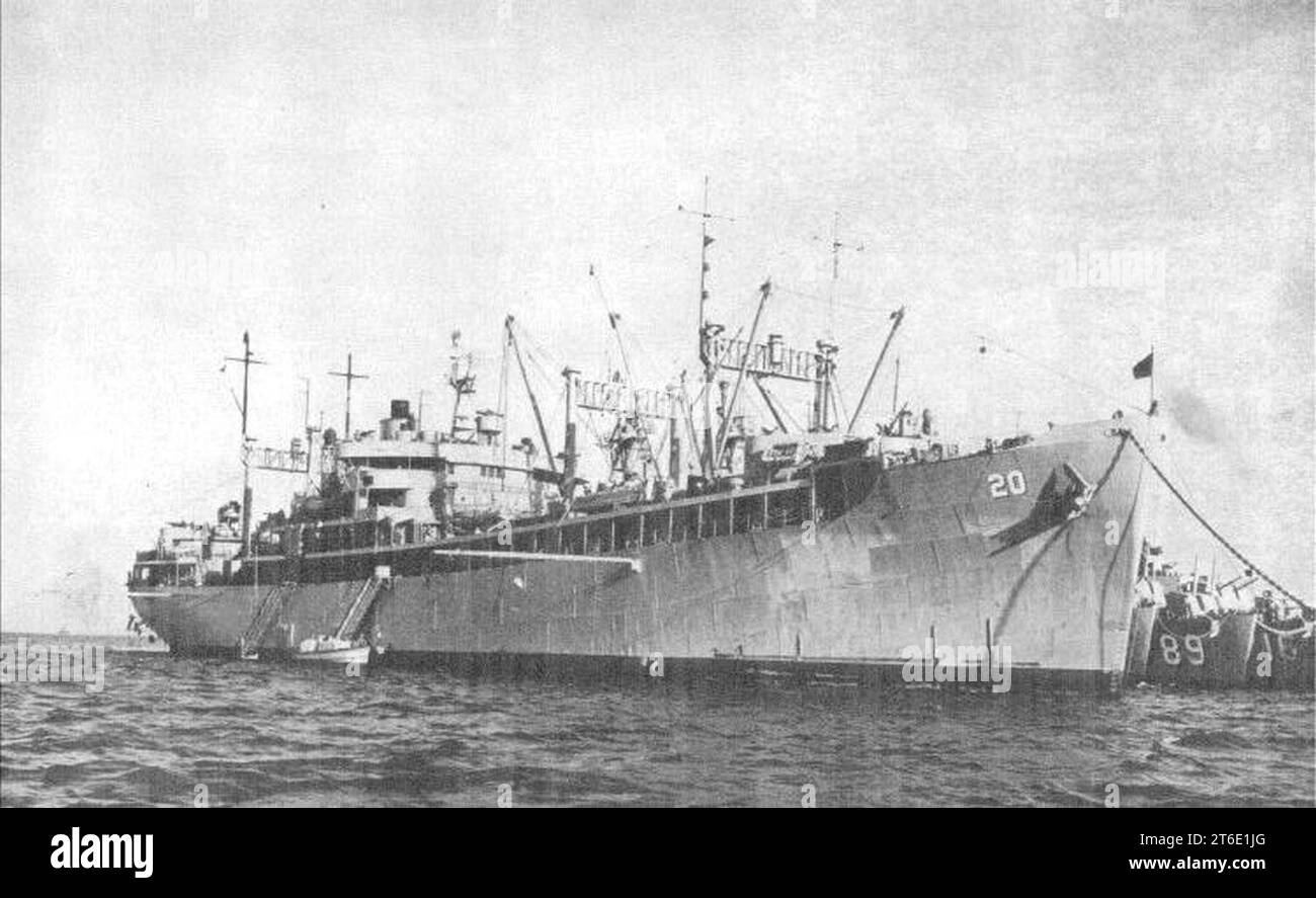 USS Hamul (AD-20) at anchor with destroyers, circa in 1953 Stock Photo ...