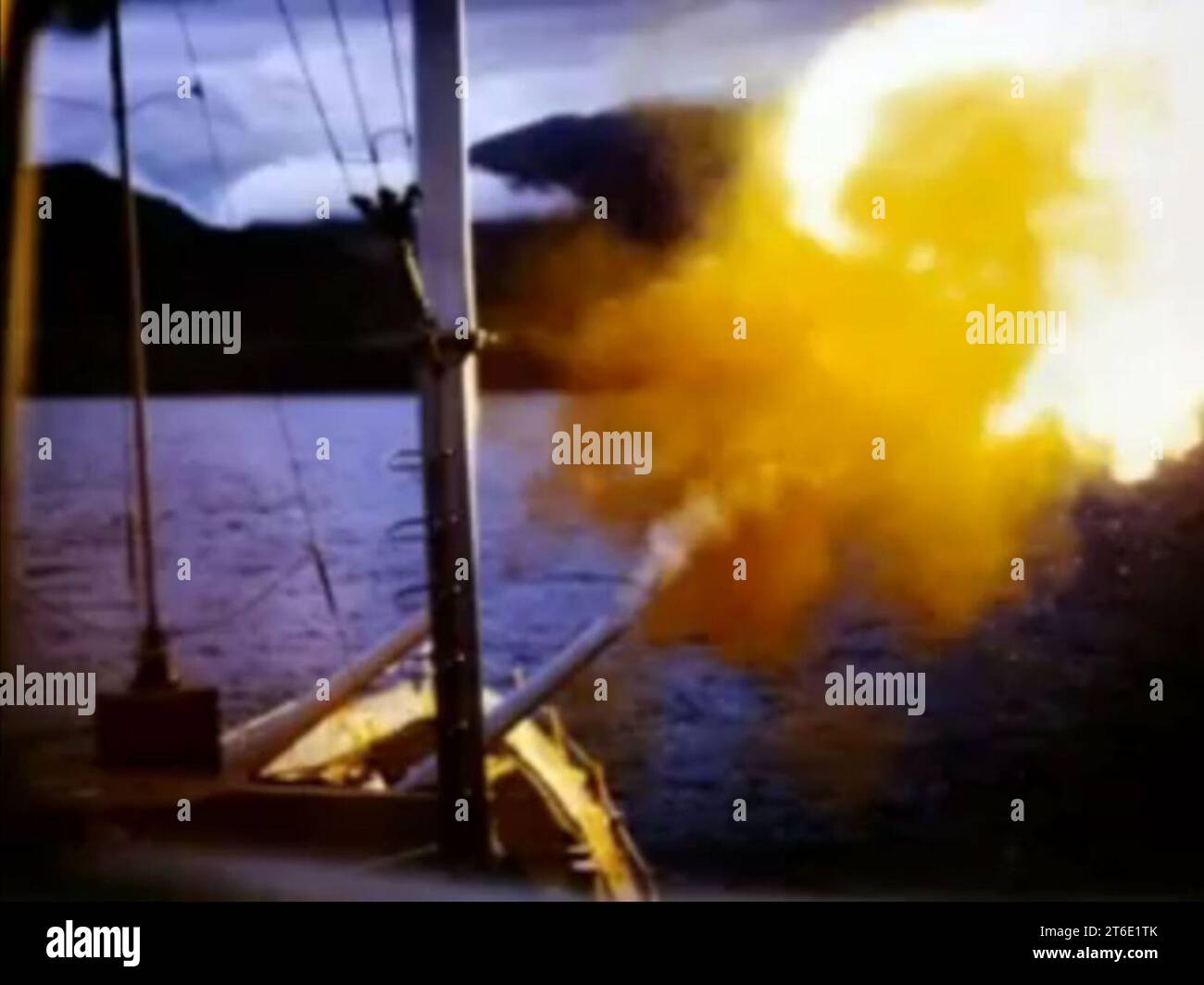 USS Hanson (DD-832) firing on shore targets in Vietnam, in 1972 Stock ...