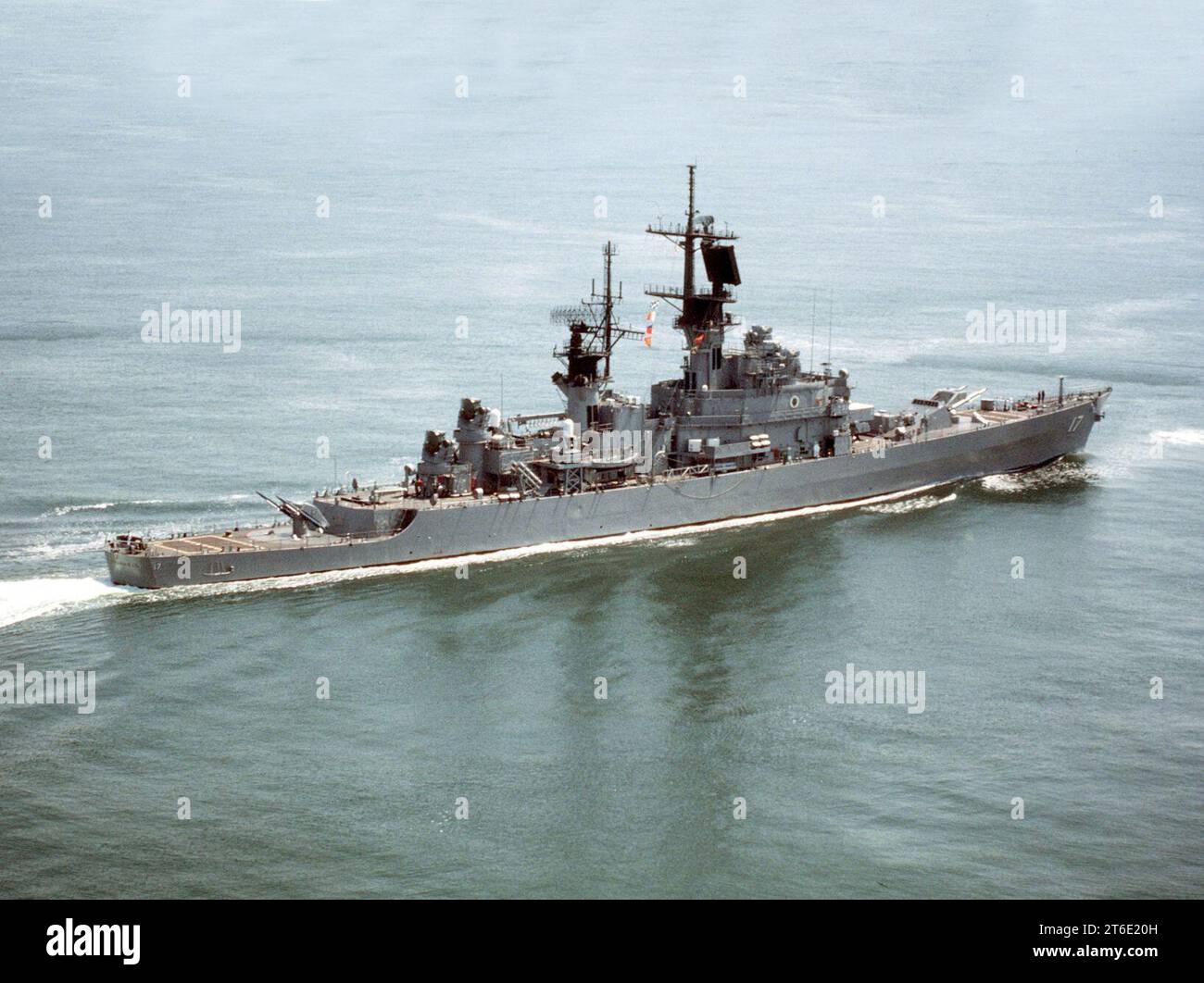 USS Harry E. Yarnell (CG-17) underway in the Atlantic Ocean on 1 May ...