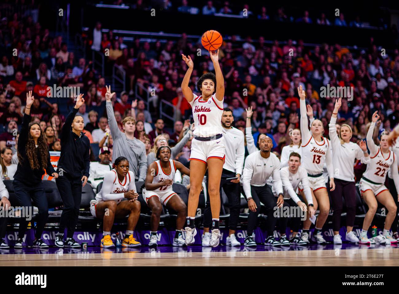 Charlotte, NC, USA. 9th Nov, 2023. Virginia Tech Hokies forward Carys ...