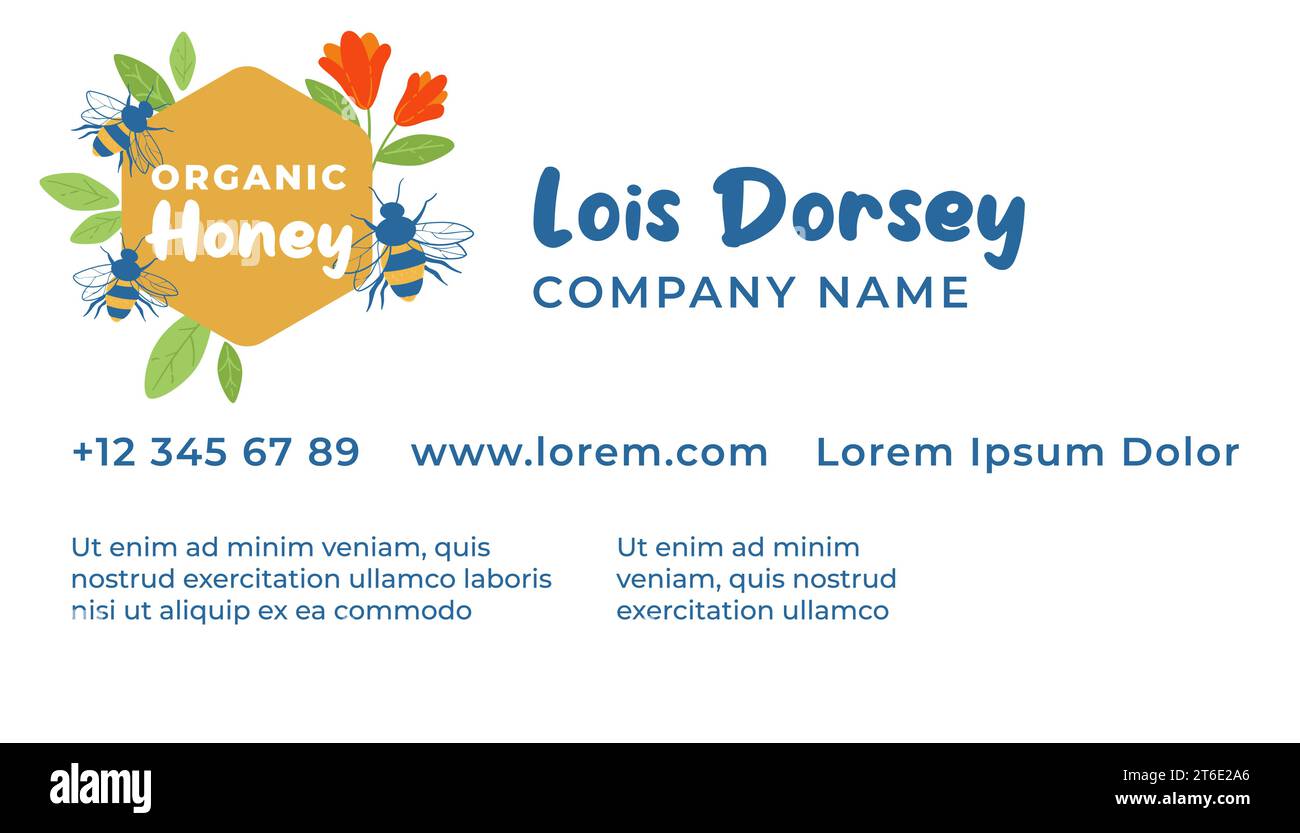 Organic honey business or visiting card, vector Stock Vector Image ...