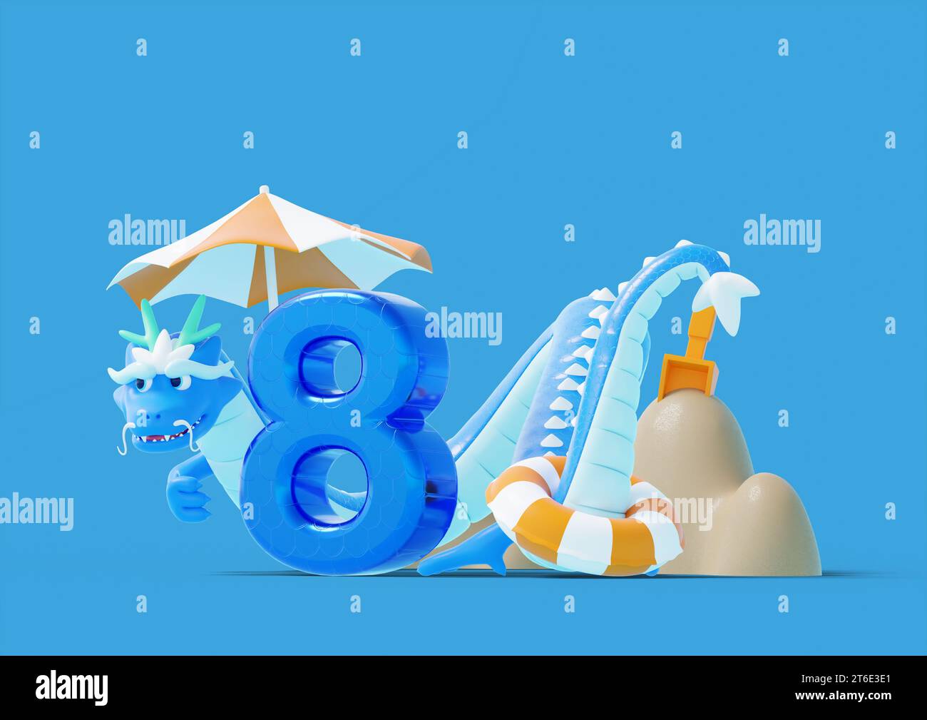 year of the dragon 3d graphic of a blue dragon holding a parasol on a ...