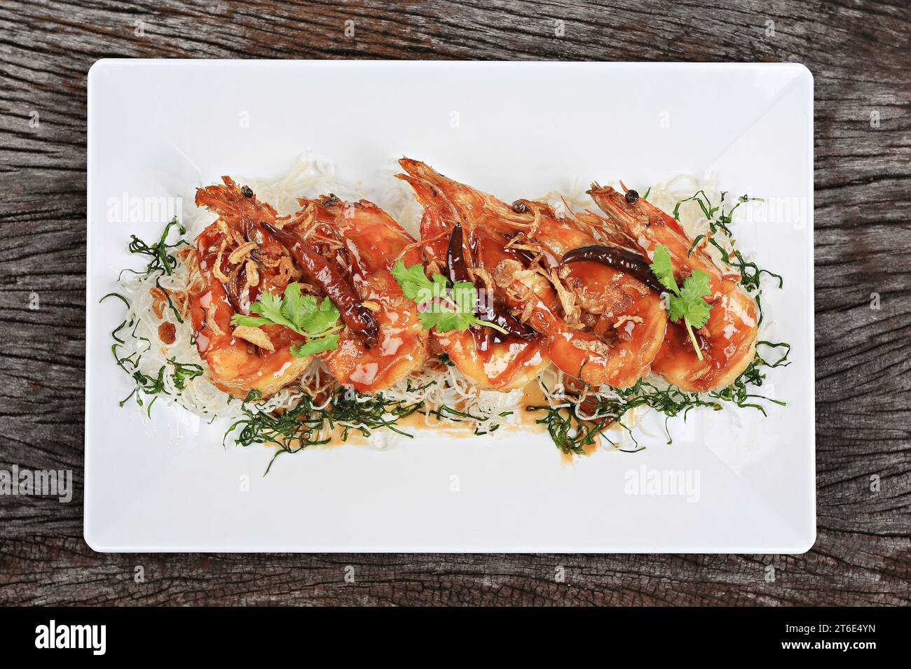 Deep Fried Shrimp with Tamarind Sauce. Thai food Stock Photo - Alamy