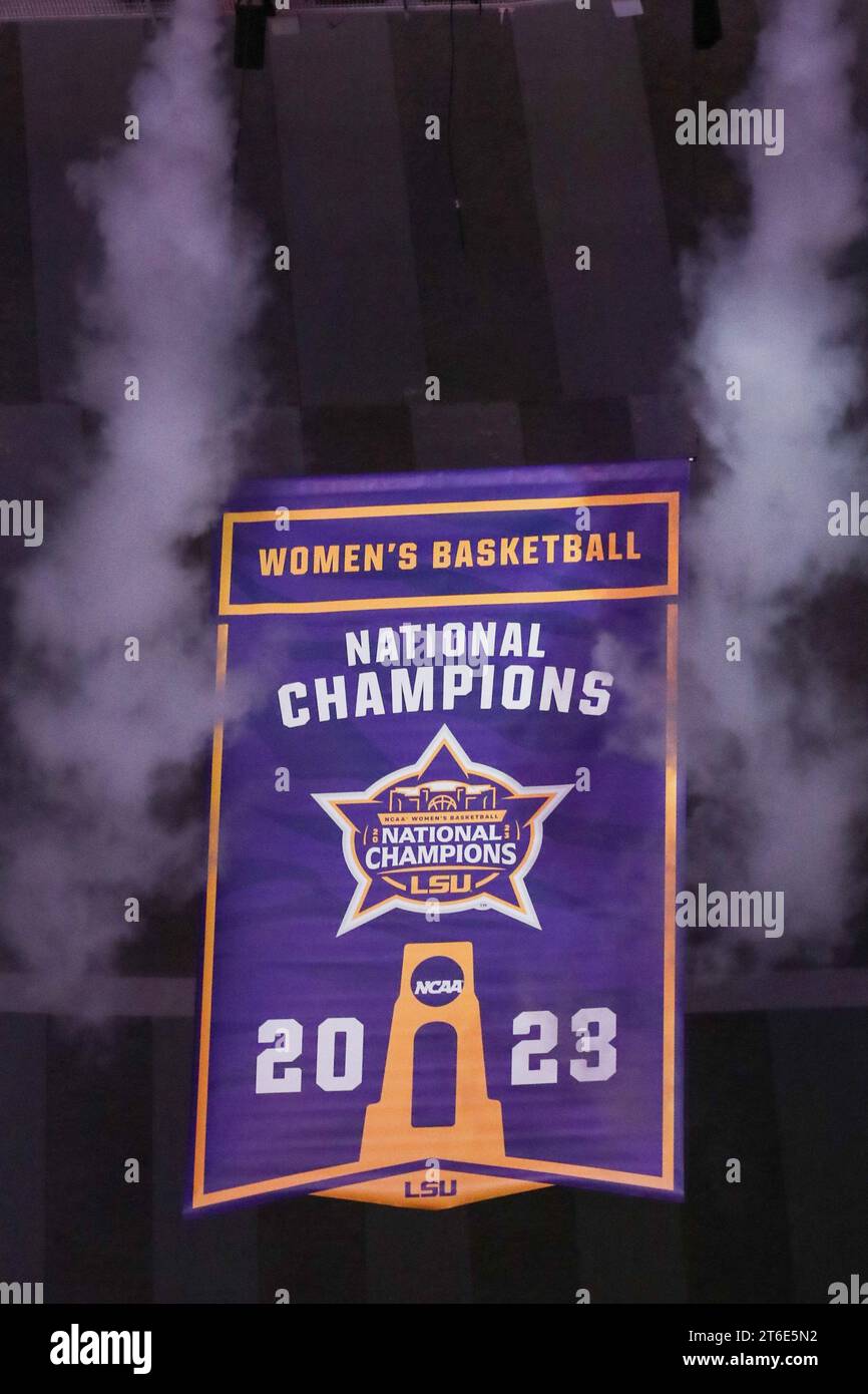 Baton Rouge, LA, USA. 09th Nov, 2023. LSU raises the 2023 Nation ...