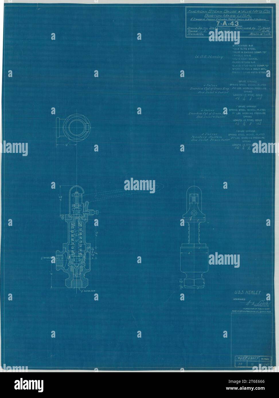 USS Henley (DD-39)- 1-2'' Exposed Spring Cylinder Relief Valve U. S ...