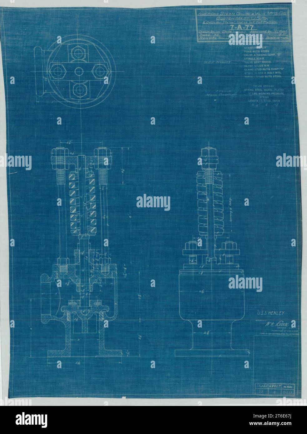 USS Henley (DD-39)- 2'' Cylinder Relief Valve U. S. Government Pattern ...