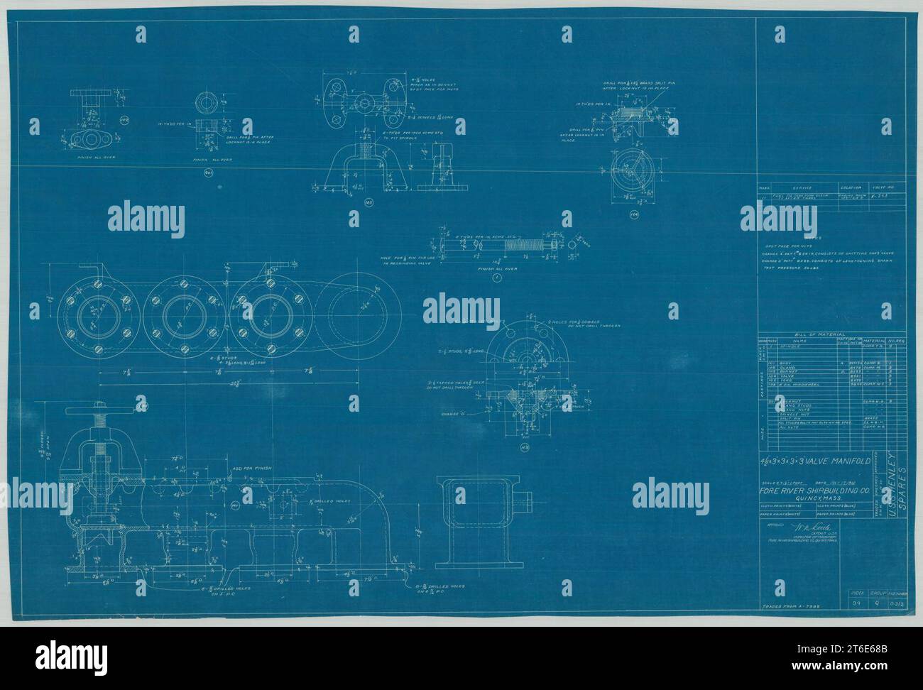 USS Henley (DD-39)- 4 1-2'' X 3'' X 3'' X 3'' X 3'' Valve Manifold ...