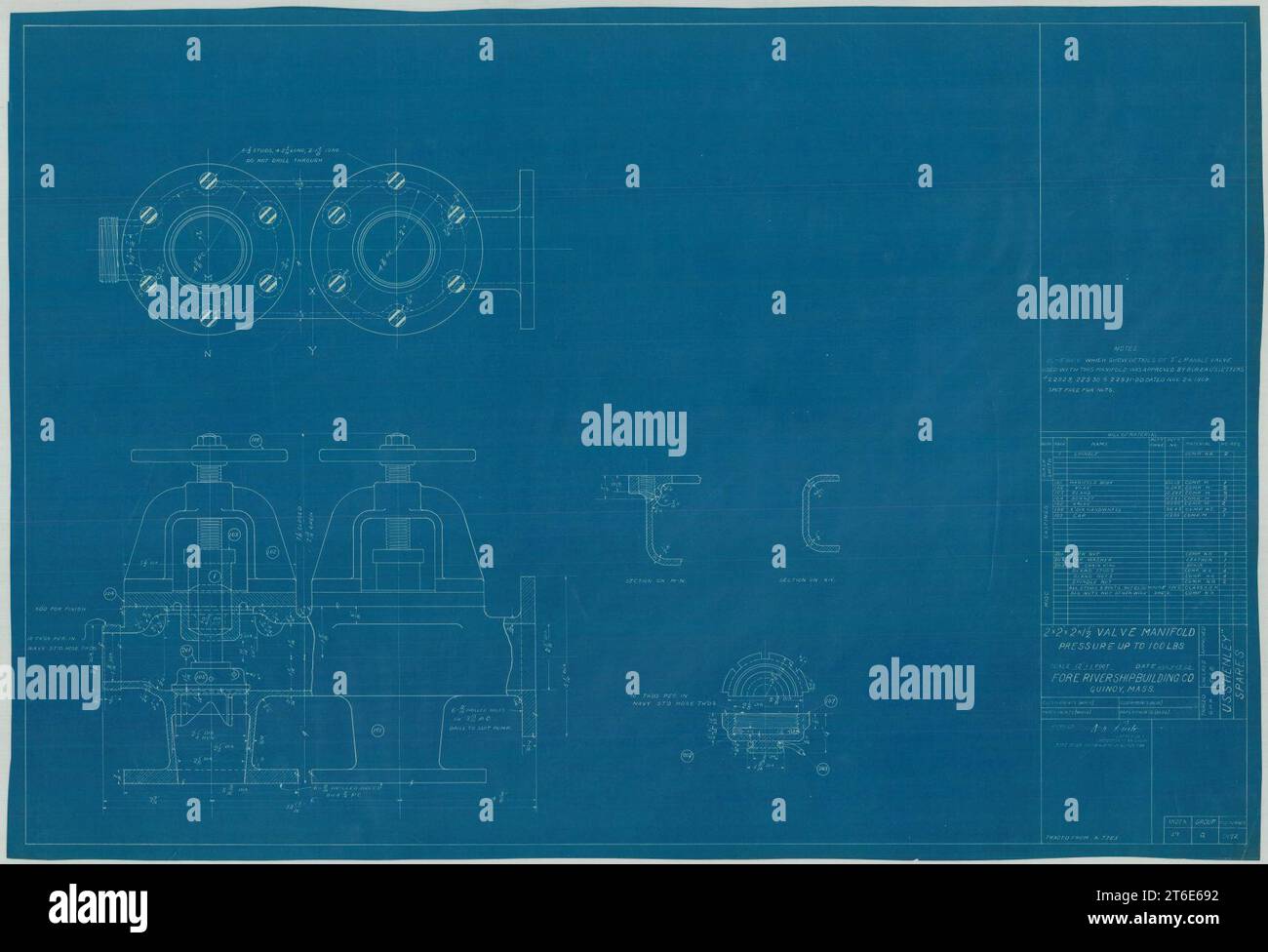 USS Henley (DD-39)- 2'' X 2'' X 2'' X 1 1-2'' Valve Manifold Pressure ...