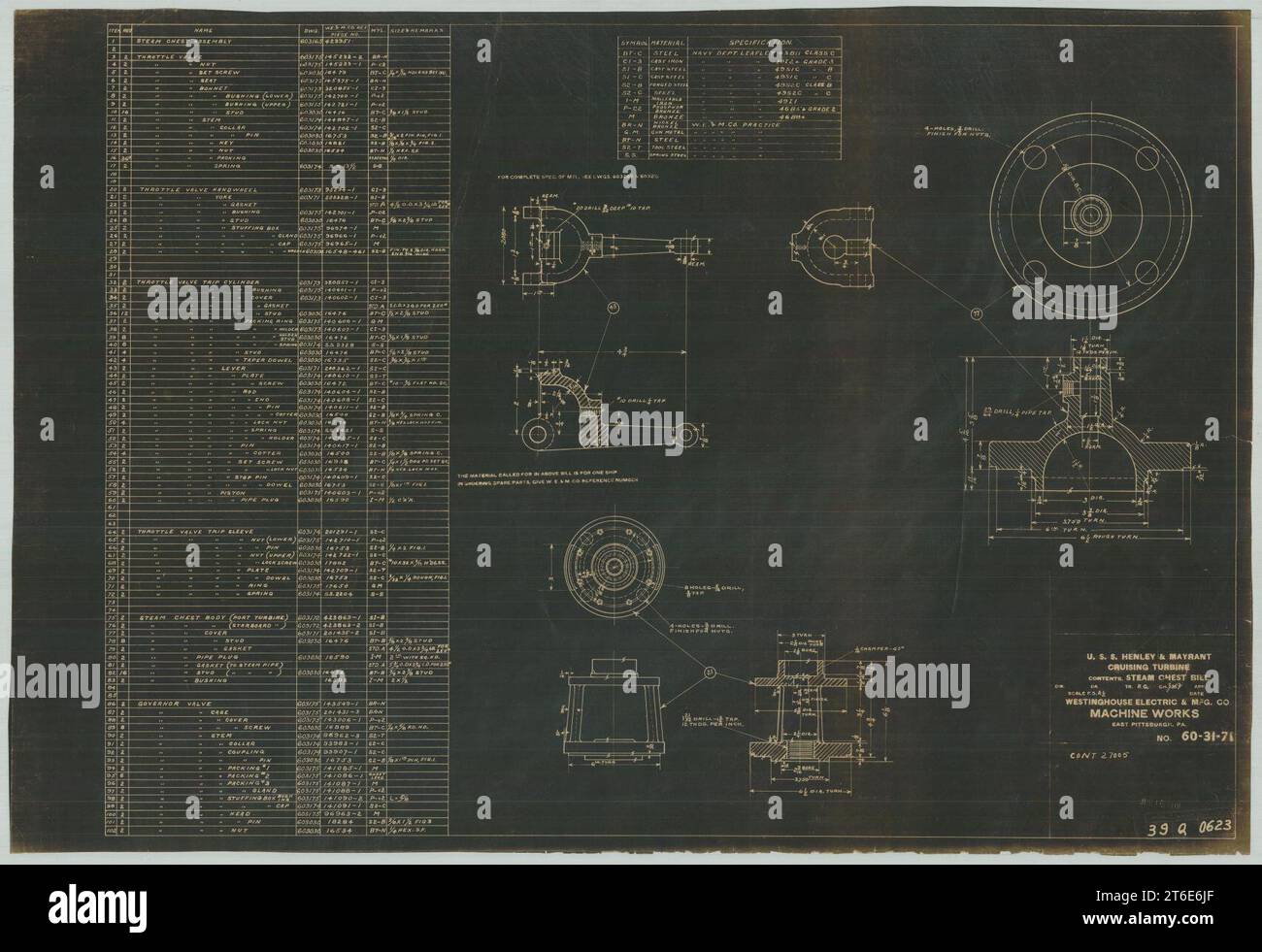 USS Henley (DD-39)- Cruising Turbine Steam Chest Bill Stock Photo - Alamy