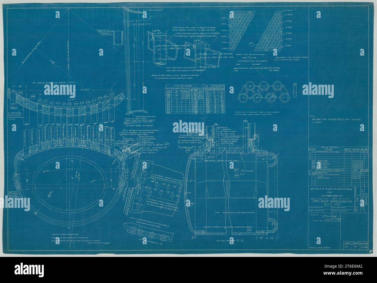 USS Henley (DD-39)- Details of Tubes & Water Drum for Yarrow Boiler ...