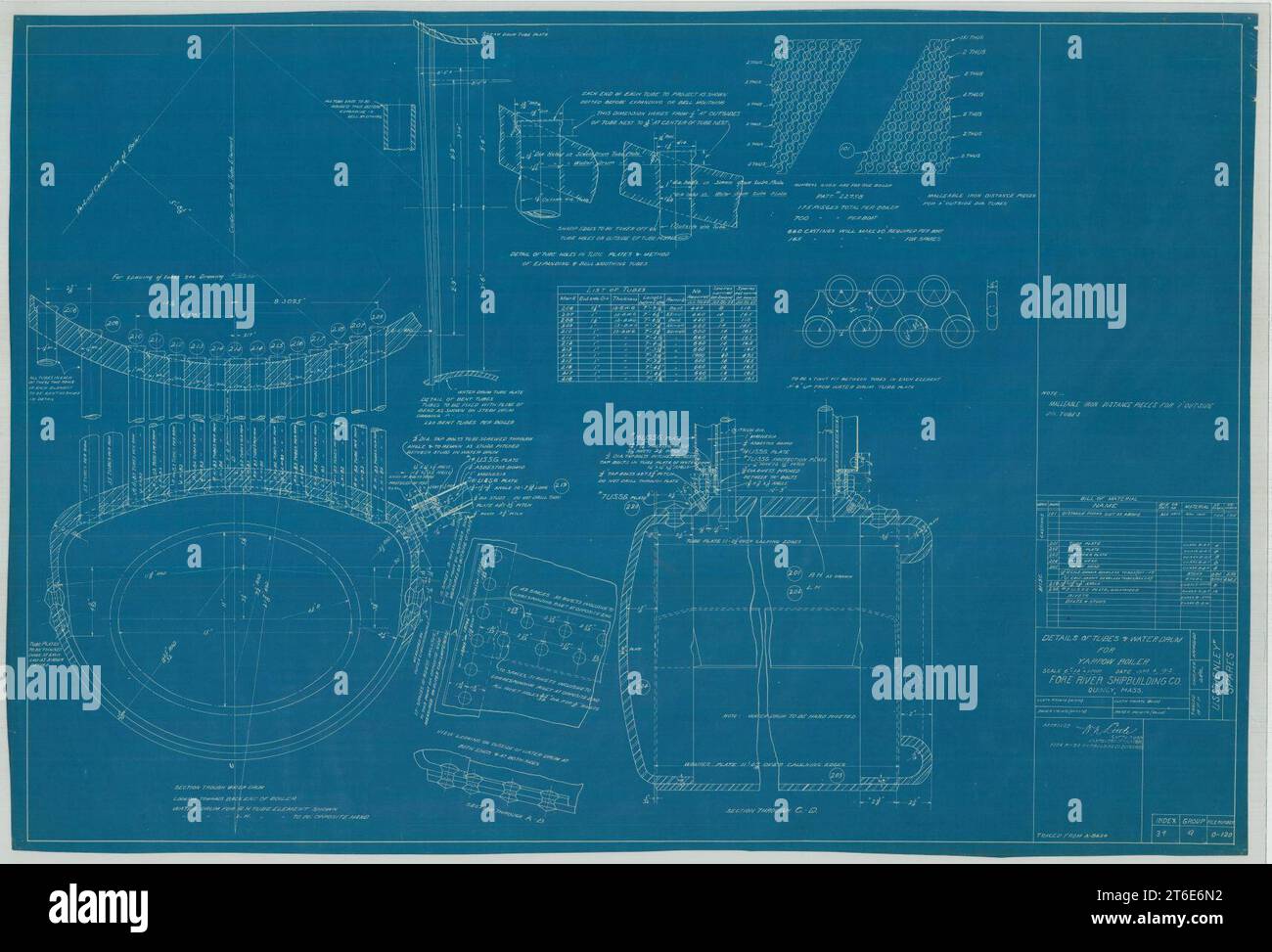 USS Henley (DD-39)- Details of Tubes & Water Drum for Yarrow Boiler ...