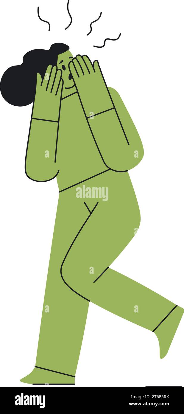 Scared woman hiding face, fear emotion vector Stock Vector Image & Art ...