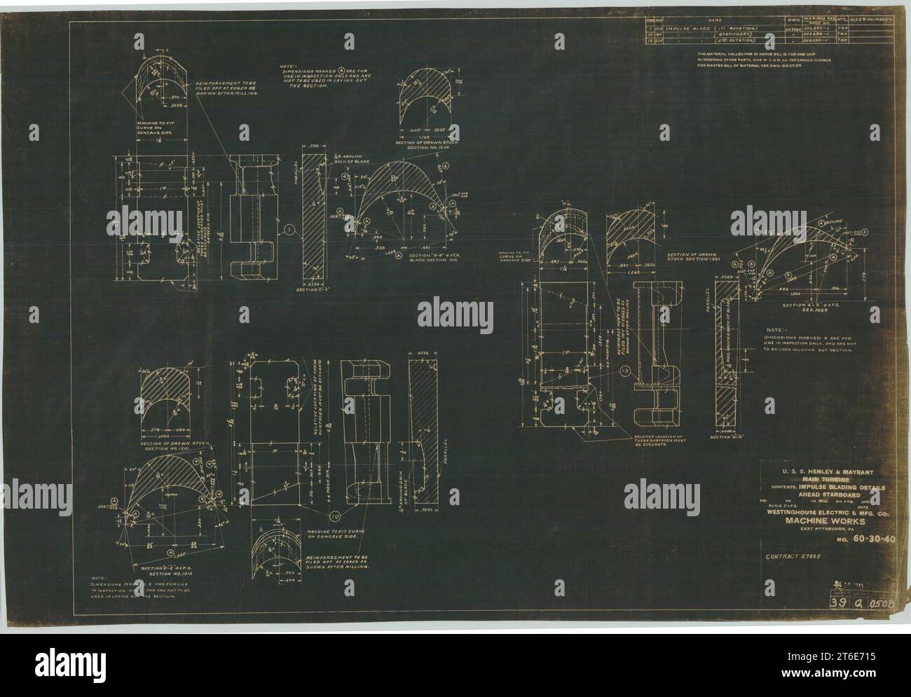 USS Henley (DD-39)- Main Turbine Impulse Blading Details Ahead ...