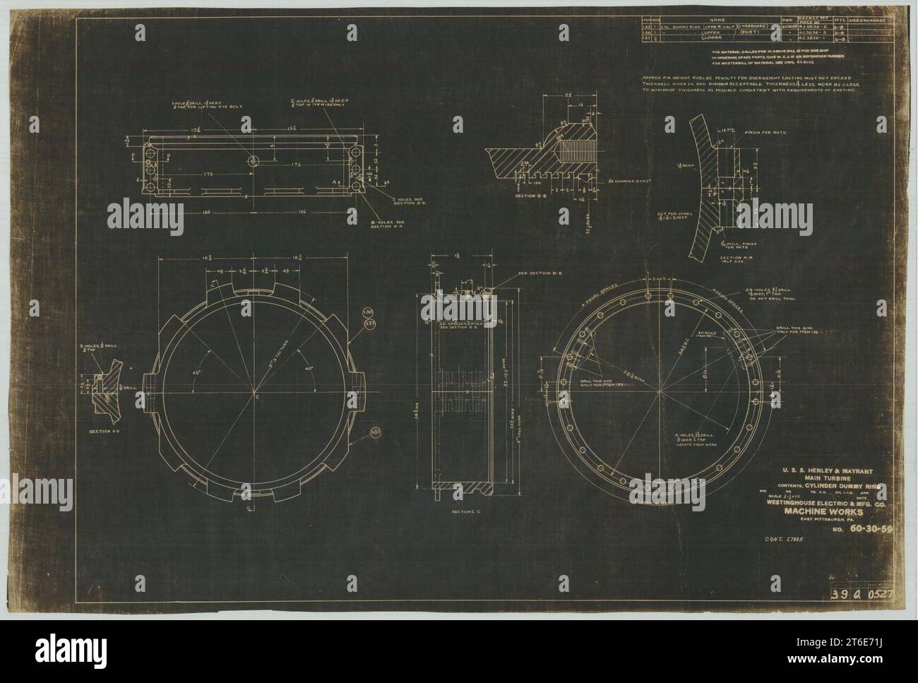 USS Henley (DD-39)- Main Turbine Cylinder Dummy Ring Stock Photo - Alamy