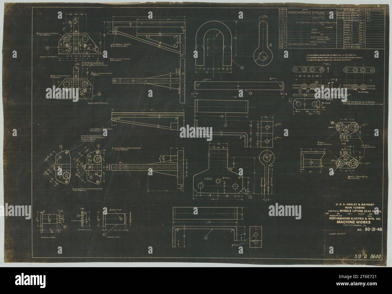 USS Henley (DD-39)- Main Turbine Spindle Lifting Gear Detail Stock ...