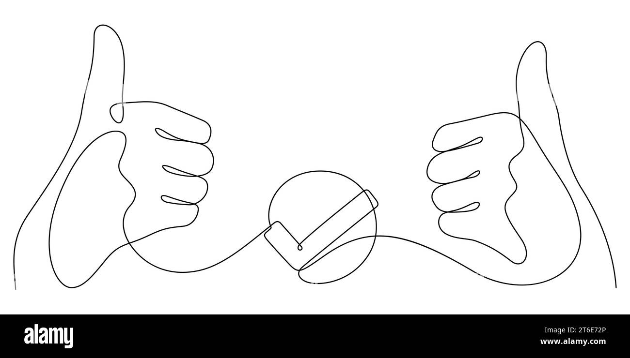 thumbs up in continuous line drawing with check mark sign minimalism ...