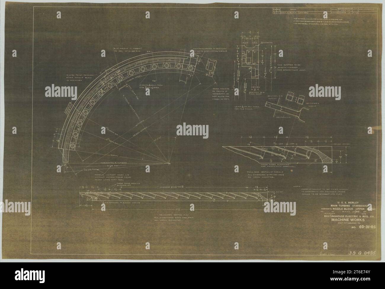 USS Henley (DD-39)- Main Turbine Starboard- Nozzle Block Upper Ahead ...