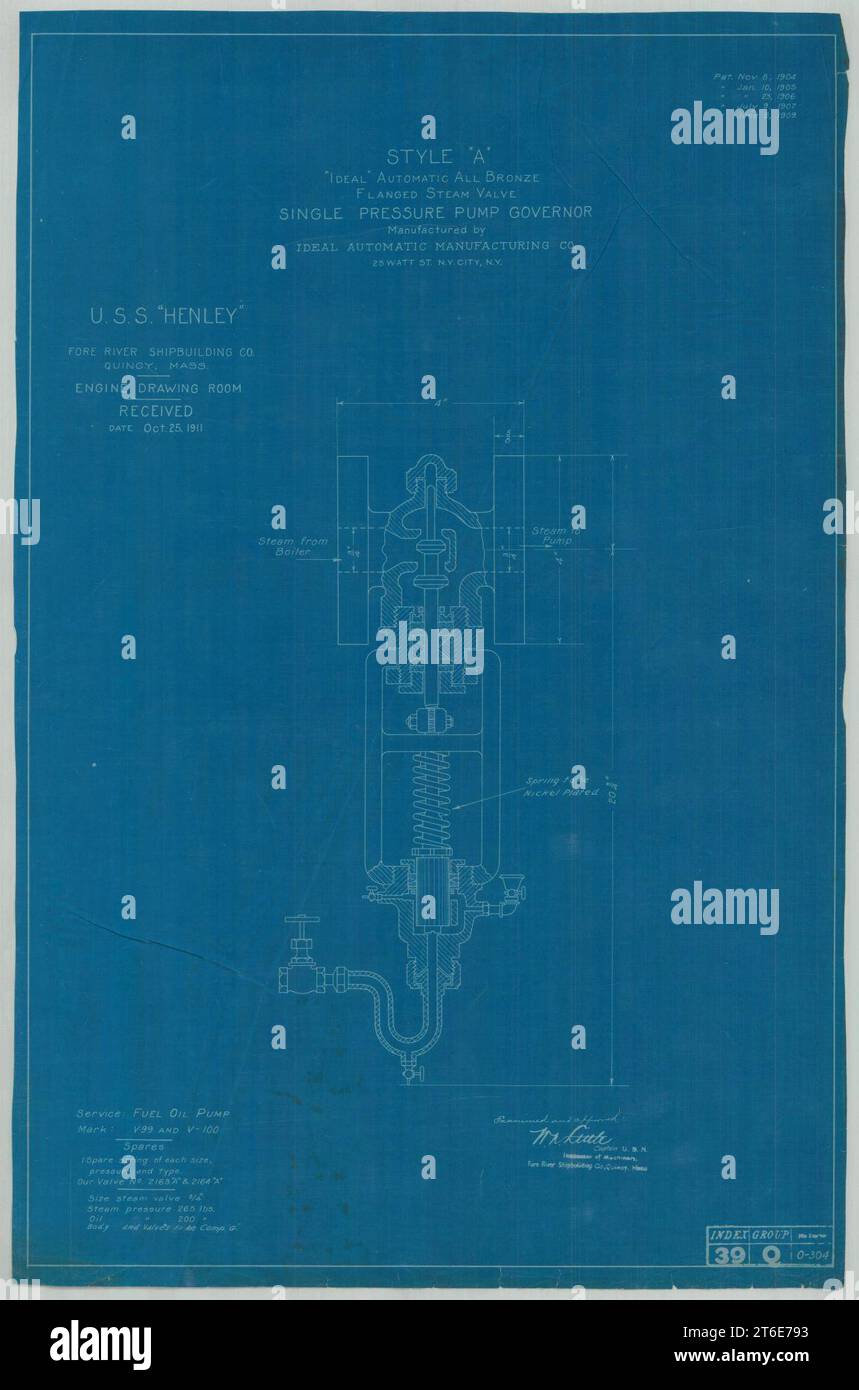USS Henley (DD-39)- Style ''A'' ''Ideal'' Automatic All Bronze Flanged ...