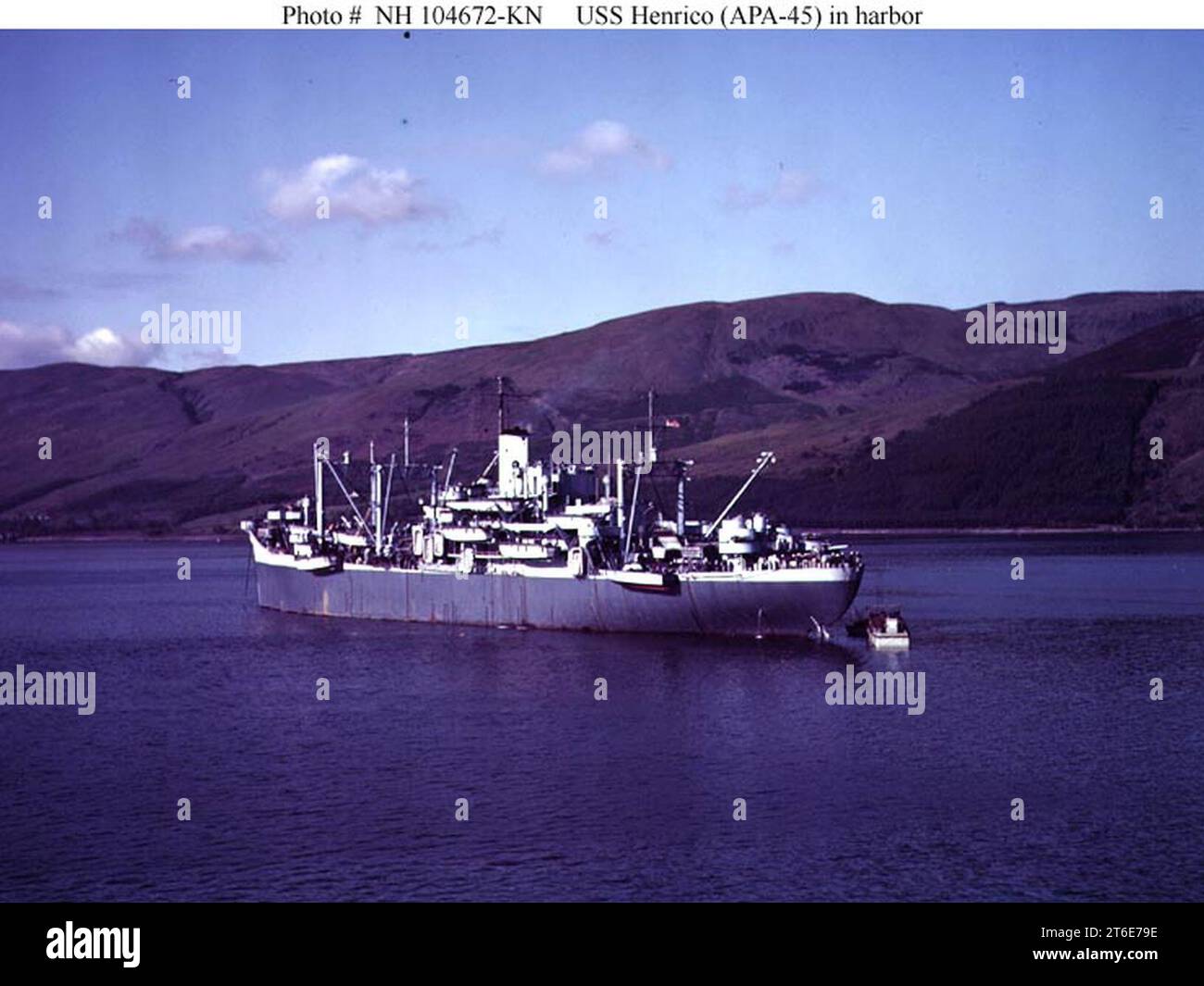 USS Henrico (APA-45) at anchor, circa in 1945 Stock Photo - Alamy