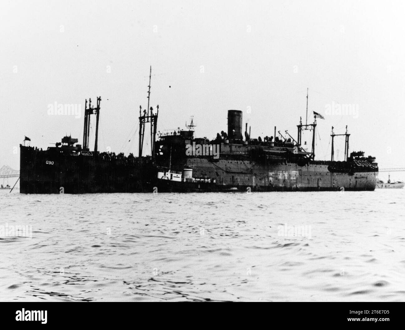 USS Henry T. Allen (AG-90) at anchor in San Francisco Bay, California ...