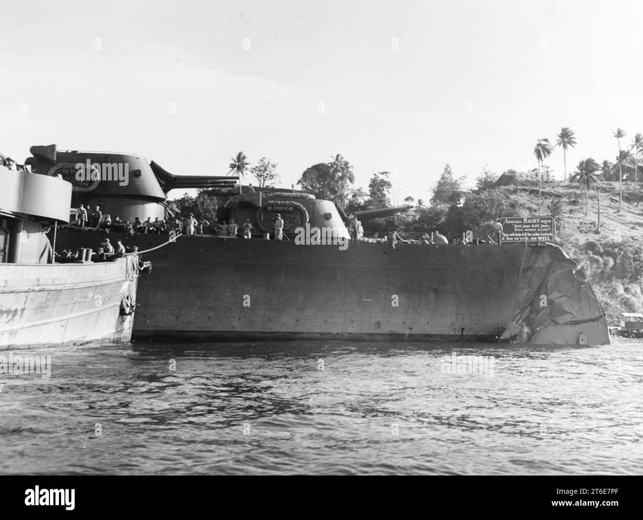 USS Honolulu (CL-48) in Tulagi Harbor after the Battle of Kolombangara ...