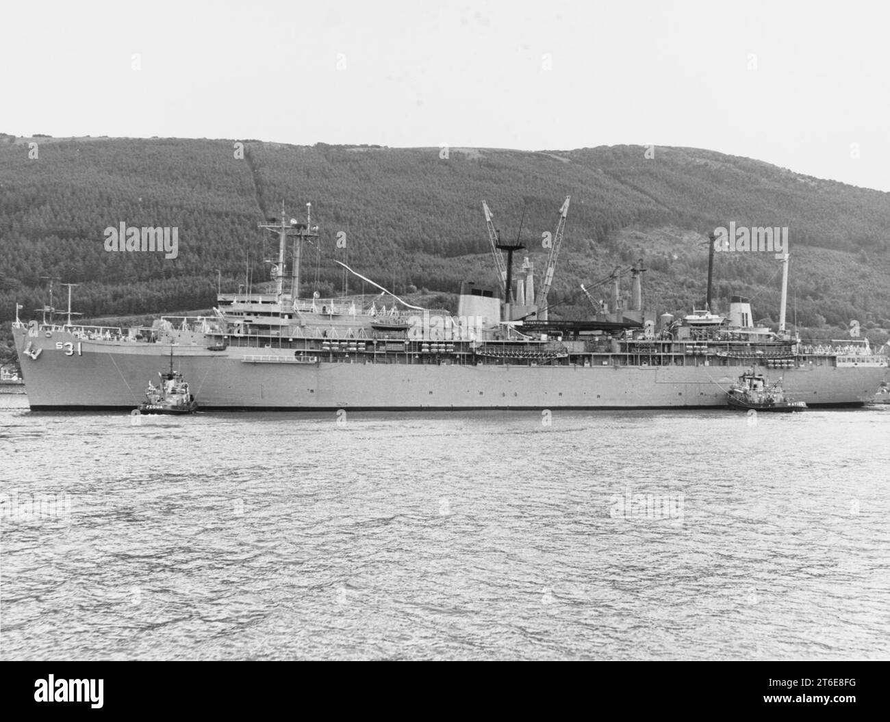 USS Hunley (AS-31) at Holy Loch, Scotland, circa in June 1992 Stock ...