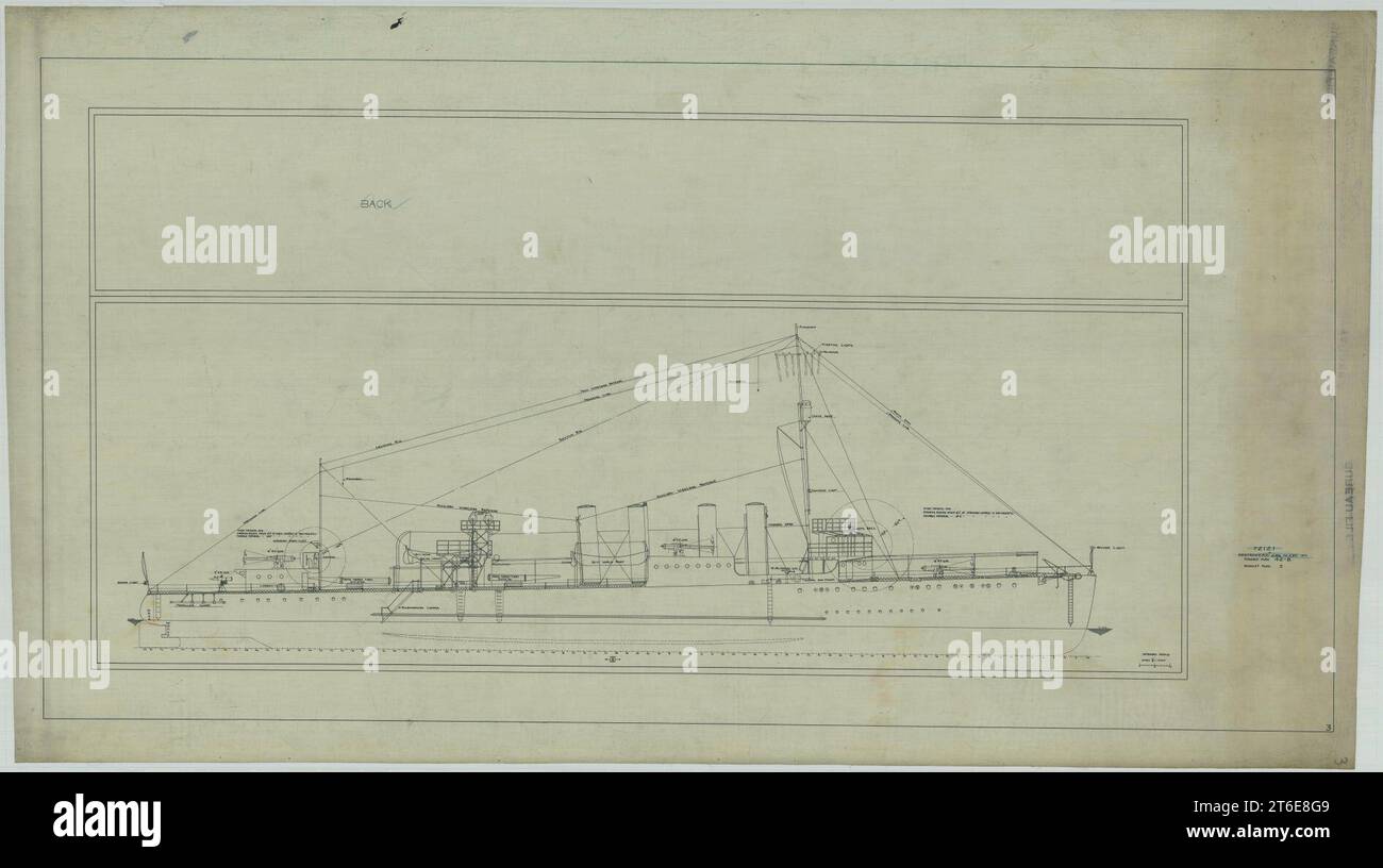 USS Humphreys (DD-236)- Outboard Profile Stock Photo - Alamy