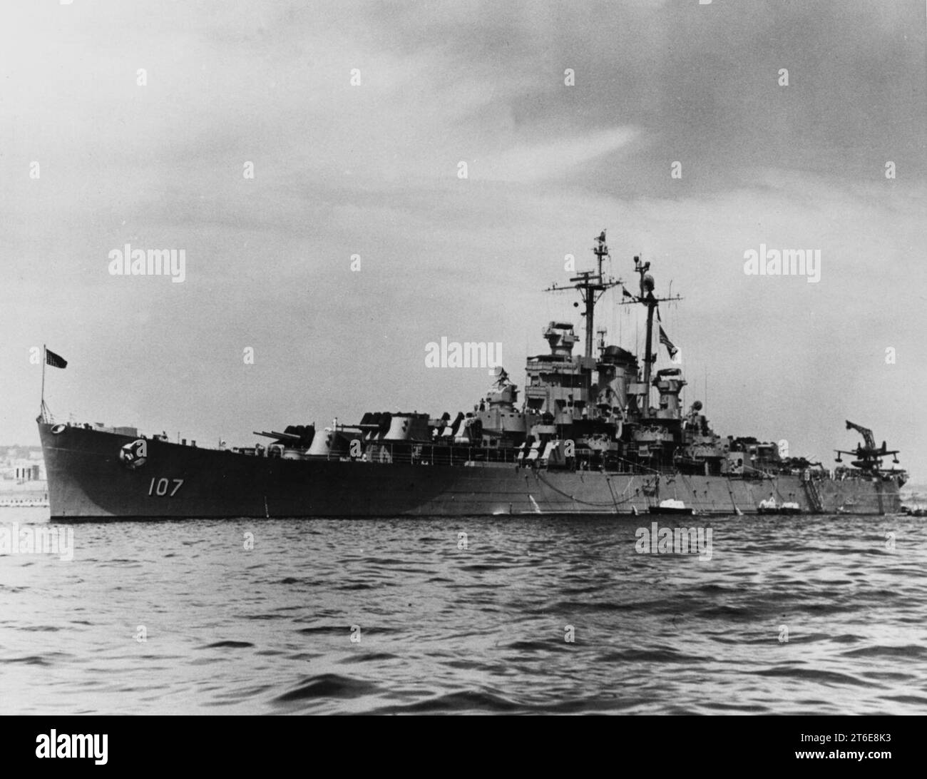 USS Huntington (CL-107) at Naples, Italy, circa in August 1948 Stock ...