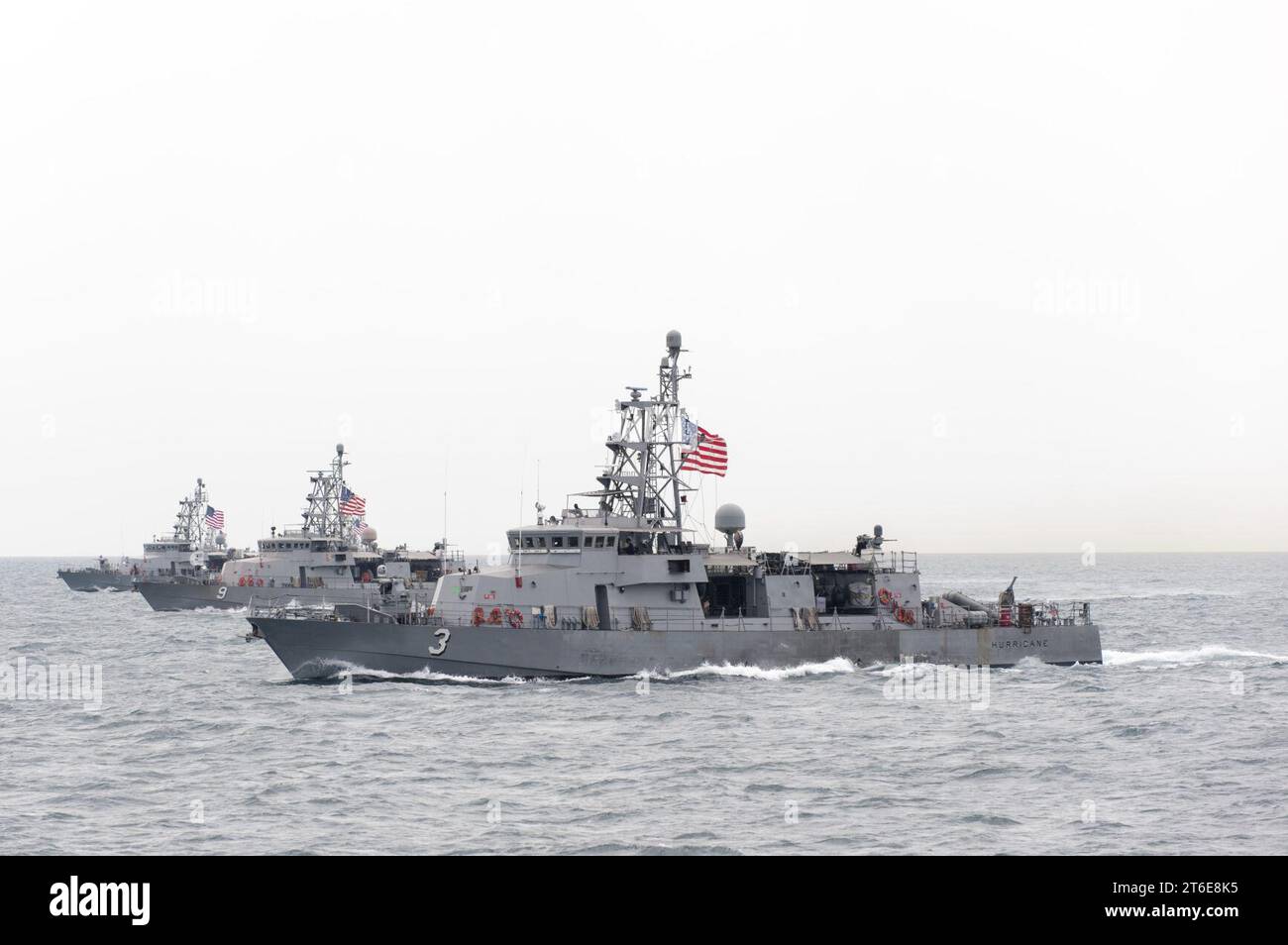 USS Hurricane (PC-3), USS Typhoon (PC-5) and USS Chinook (PC-9 ...