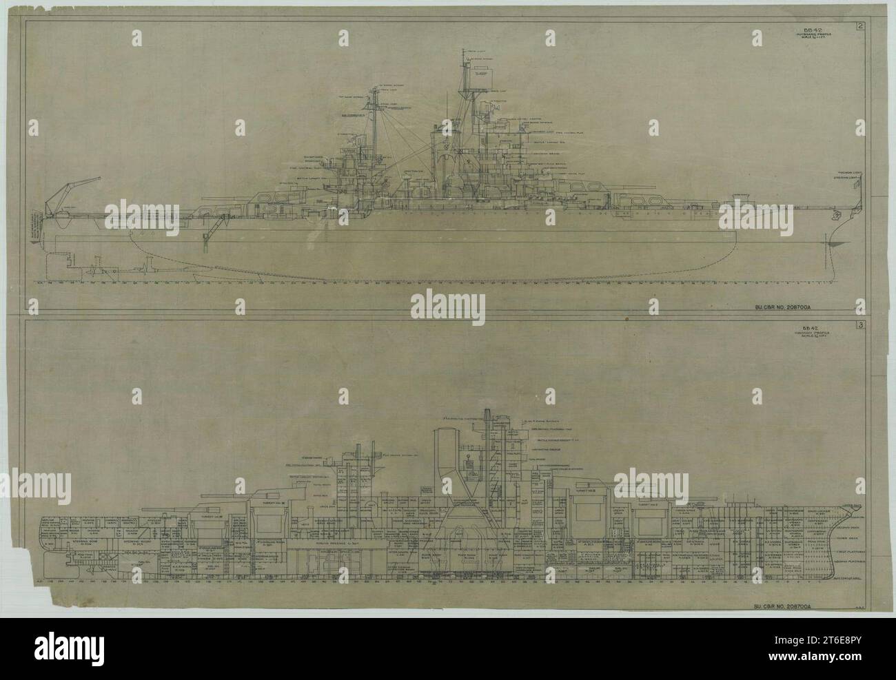 USS Idaho (BB-42)- Outboard Profile; Inboard profile Stock Photo - Alamy