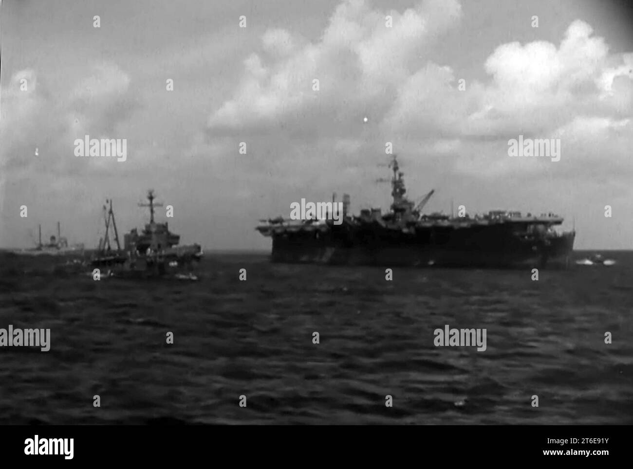 USS Independence (CVL-22) arriving at Bikini Atoll, circa in late May ...