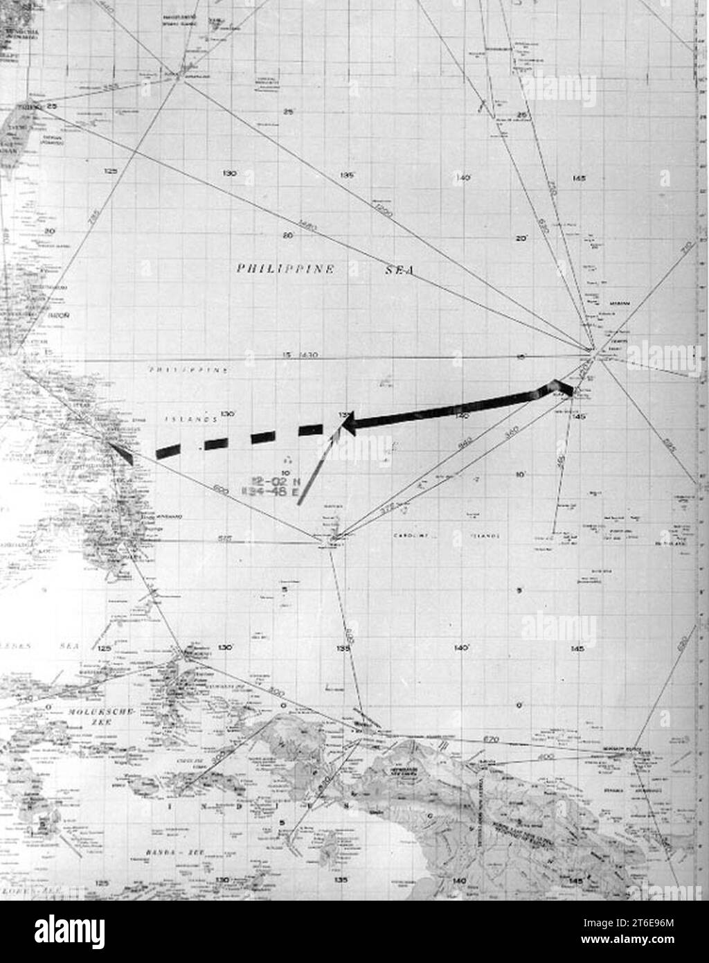 USS Indianapolis-last voyage chart Stock Photo - Alamy
