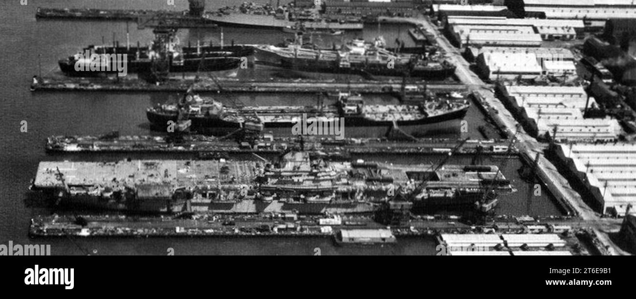 USS Intrepid (CVA-11) being modernized c1953 Stock Photo - Alamy