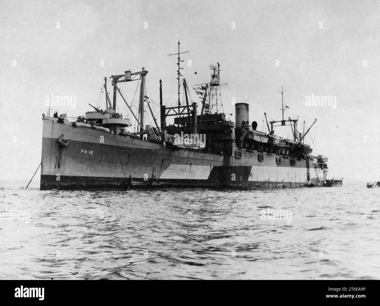 USS J. Franklin Bell (APA-16) at anchor off Saipan, circa in June 1944 ...
