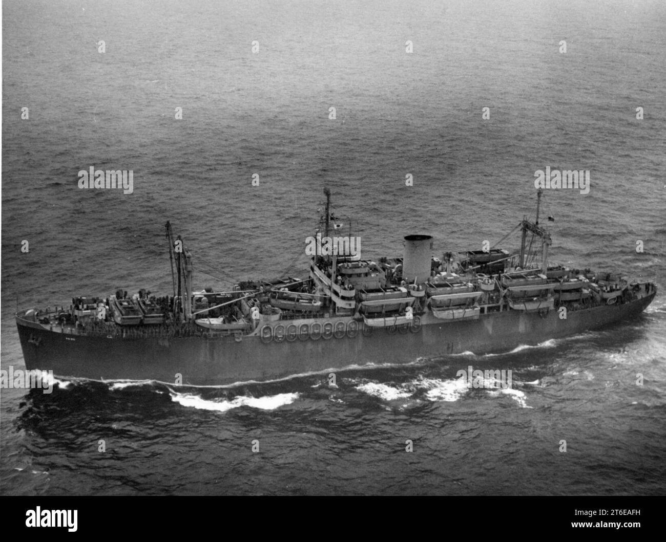 USS James O'Hara (APA-90) underway in the Atlantic Ocean on 8 June 1943 ...
