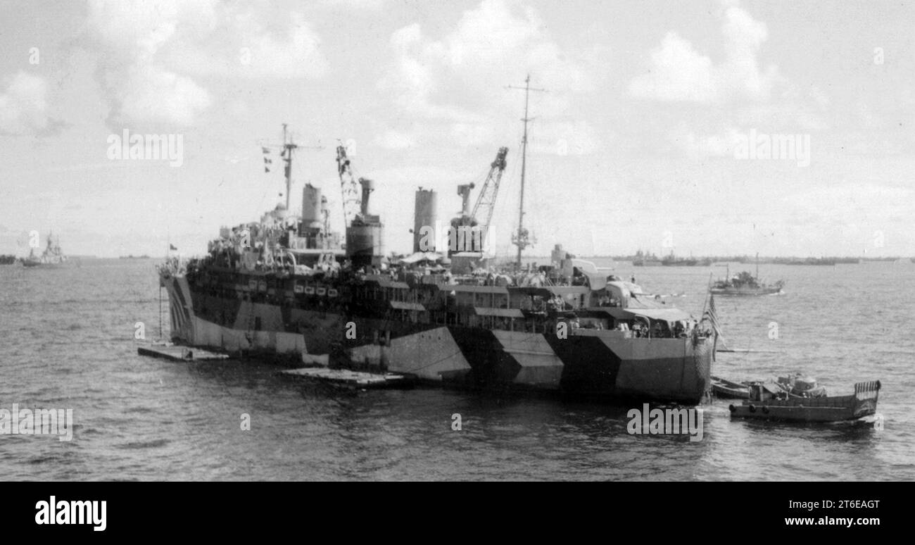 USS Jason (ARH-1) at anchor in Ulithi Atoll on 14 May 1945 Stock Photo ...