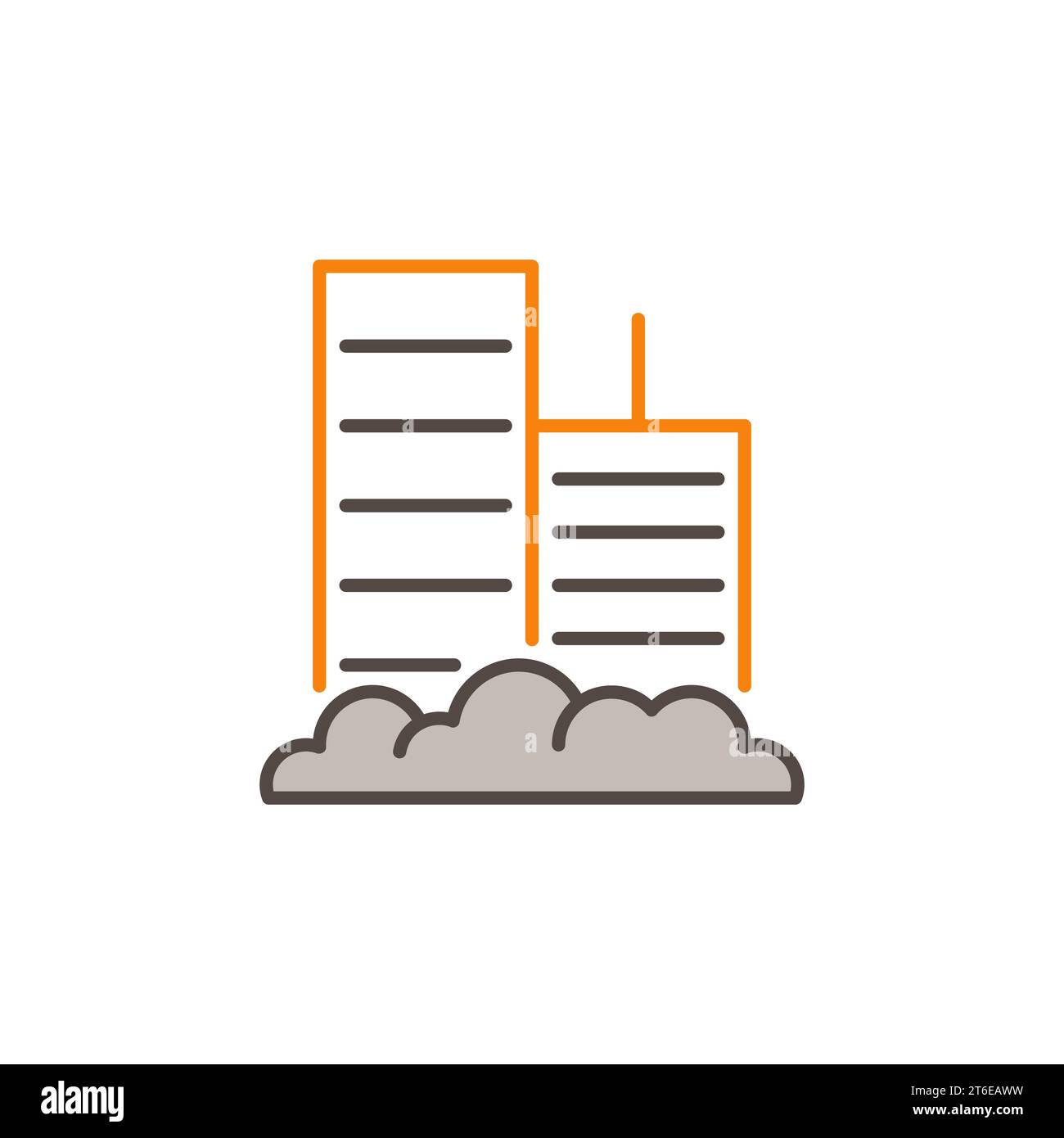 City Buildings and Smoke Fog or Smog vector colored concept icon or ...