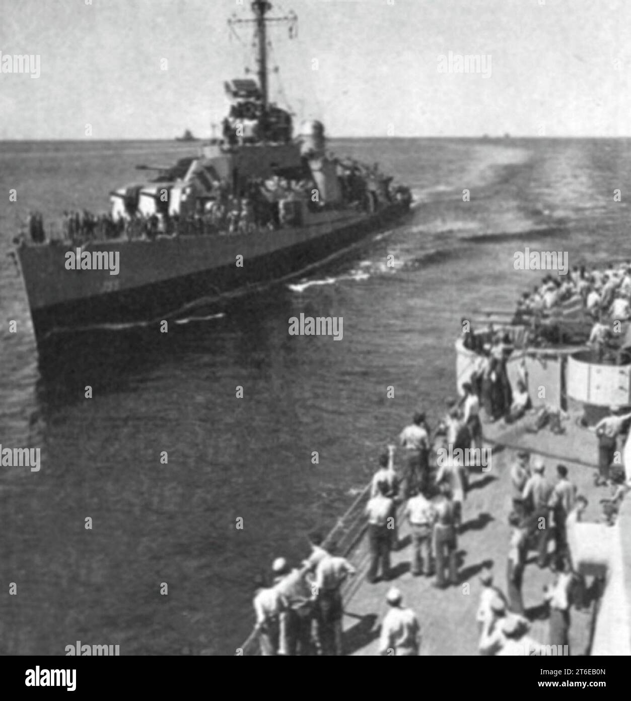 USS John A. Bole (DD-755) coming alongside USS San Francisco (CA-38 ...