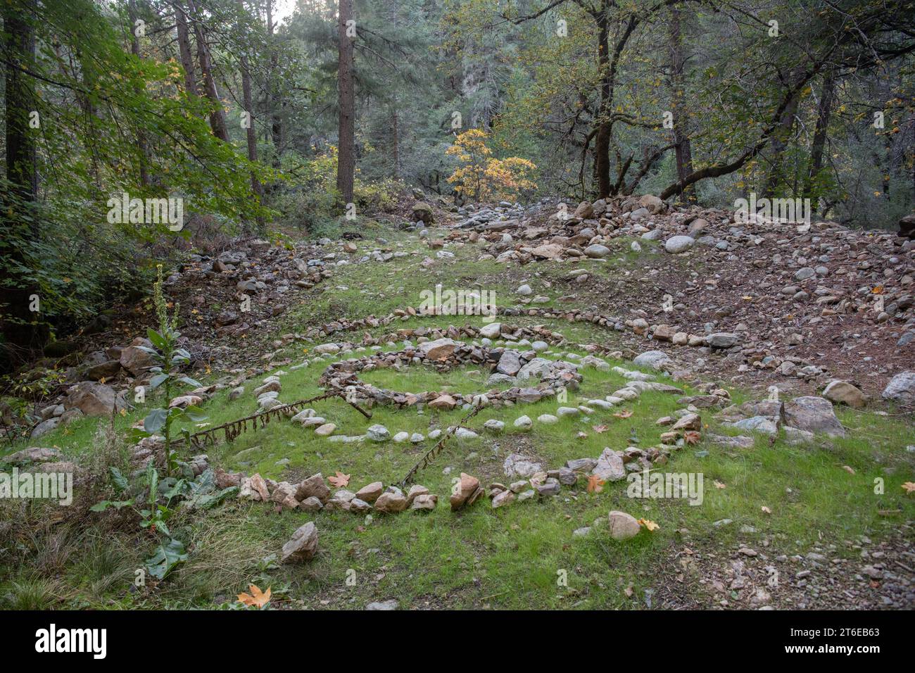 Environmental art, a spiral pattern constructed from rocks in the Butte ...