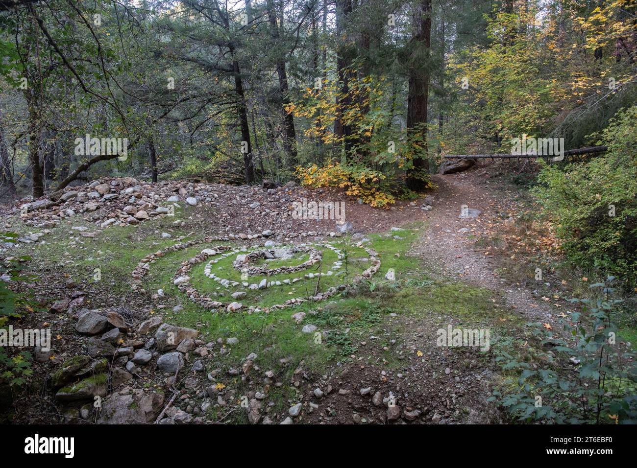 Environmental art, a spiral pattern constructed from rocks in the Butte ...