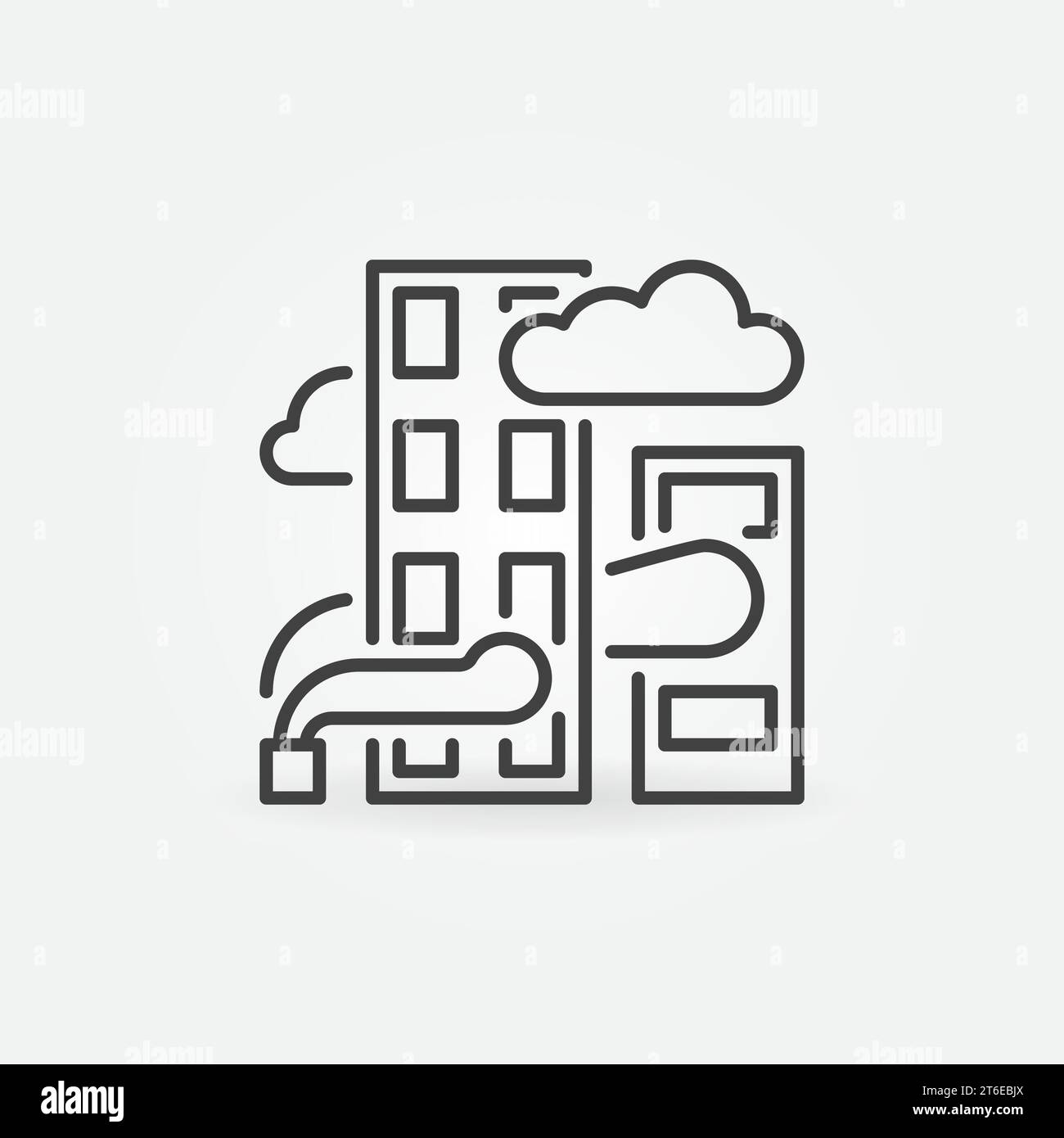 Smog in City line icon. City Buildings and Air Pollution linear vector ...