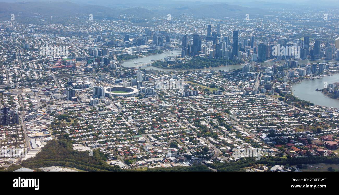 Brisbane Australia - September 16 2023; Aerial view from Fiji Airways ...