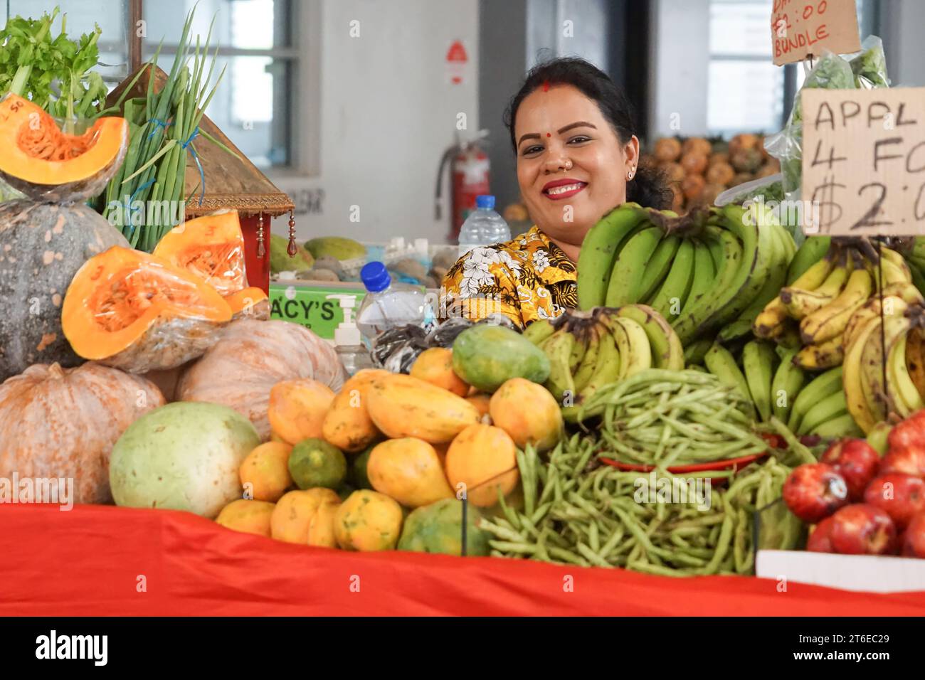 Nadi Fiji - September 15 2023; Women looks smiling from behind her ...
