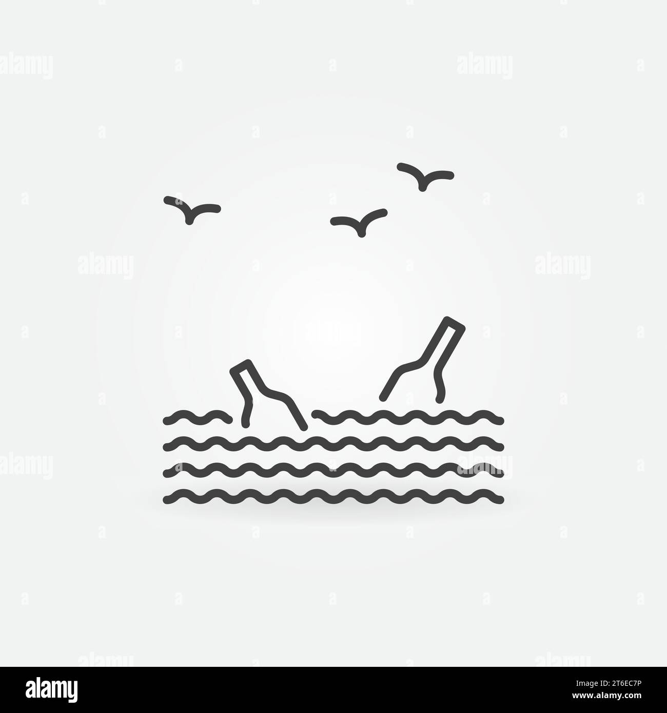 Ocean Plastic Pollution linear vector concept icon or logo element ...
